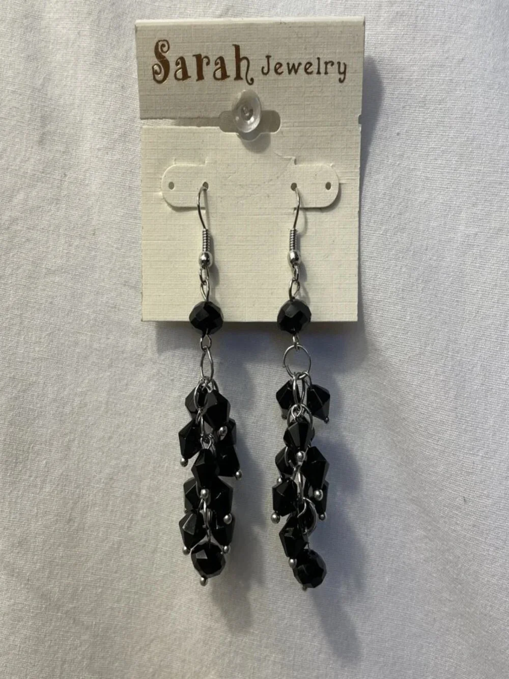 Sarah | Jewelry | Black Bead Cluster Dangle Earrings Beaded Chandelier ...